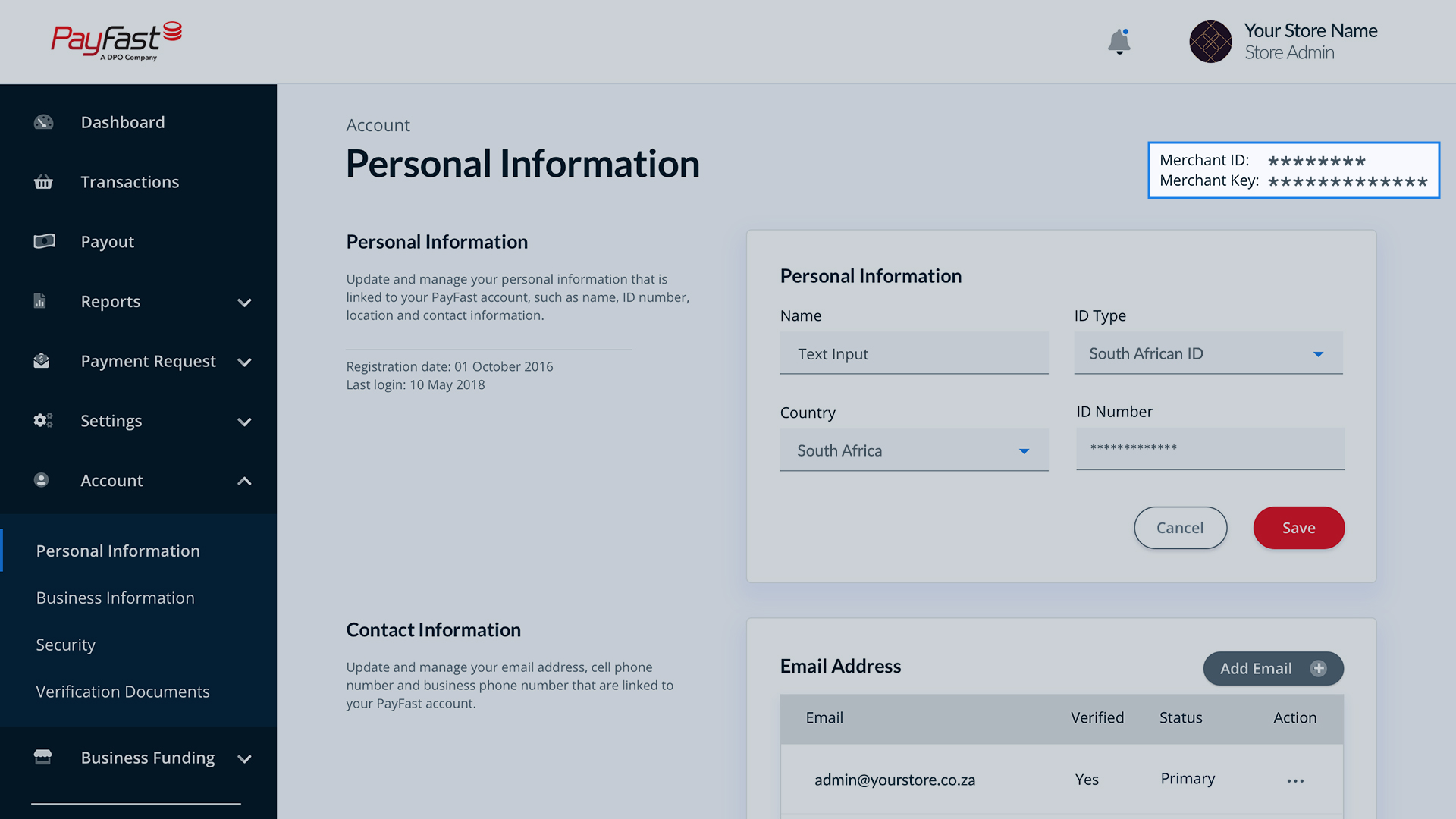 Navigate your Payfast Dashboard